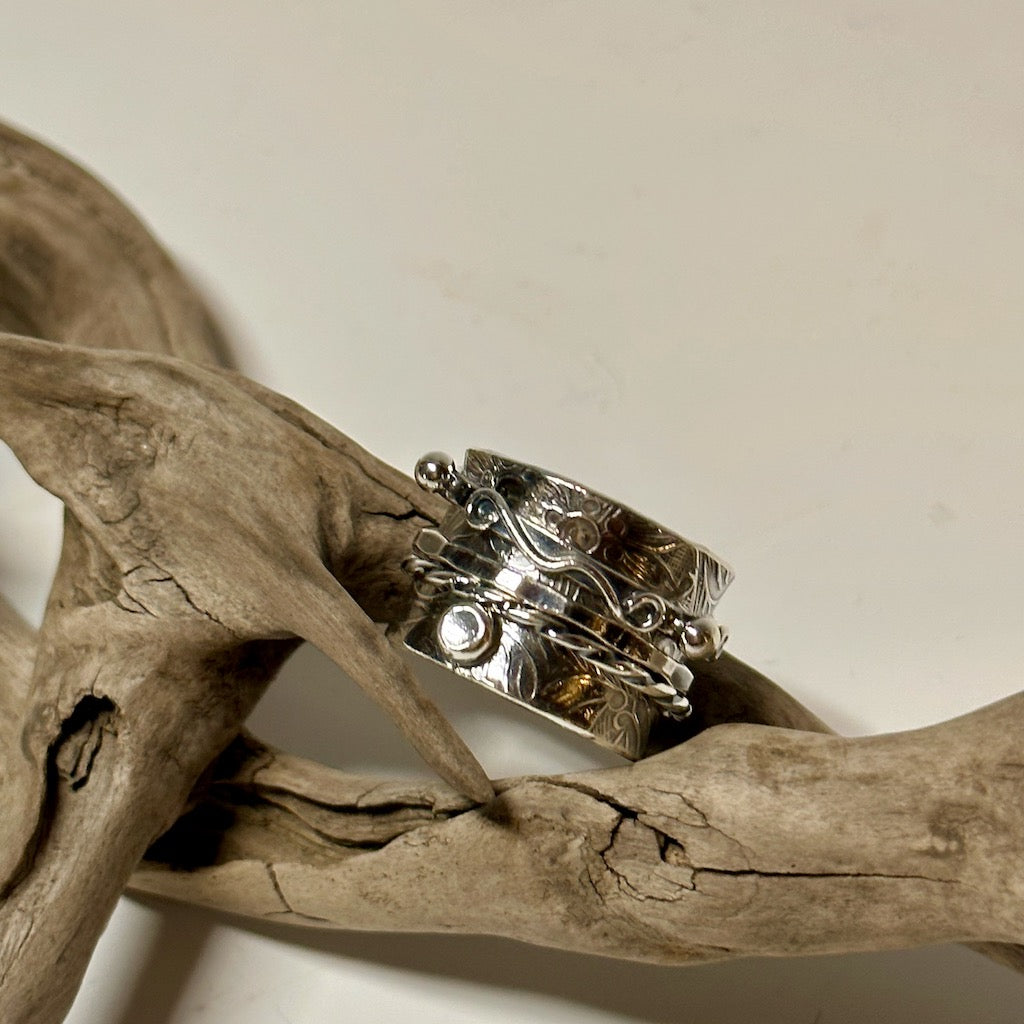 .925 JEWELED TWIDDLE RING WITH RUBY BR240 – Lucy Clark Gallery and Studio