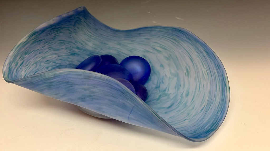 MEDIUM BLUE FREE FORM GLASS BOWL VORTEX SERIES – Lucy Clark Gallery and ...