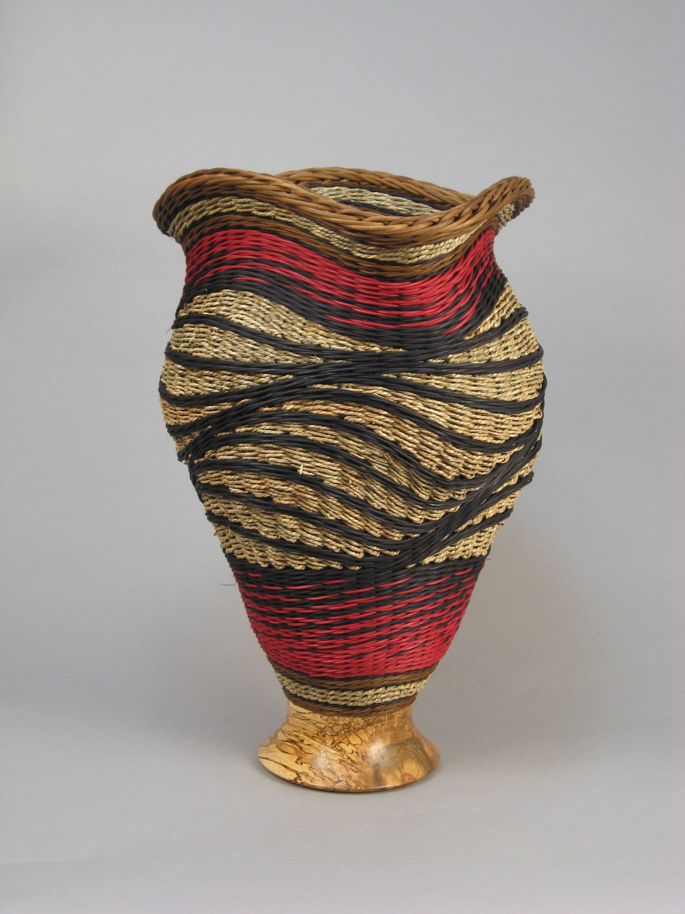 TRIPLE SPIRAL MIXED MEDIA BASKET WITH SPALTED MAPLE BASE – Lucy Clark ...