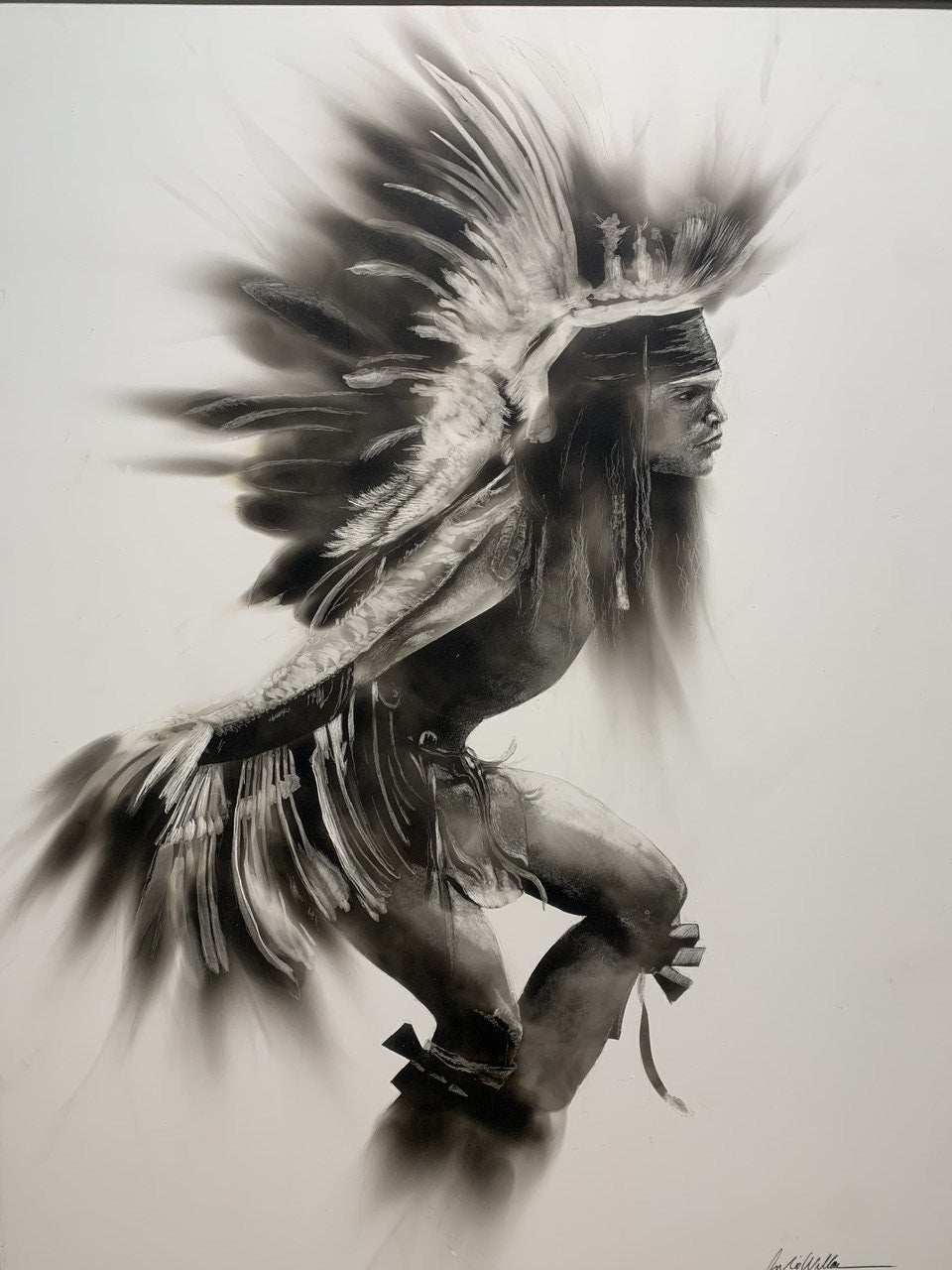 “The Eagle Dance” Fumage Drawing on Clay Board – Lucy Clark Gallery and ...